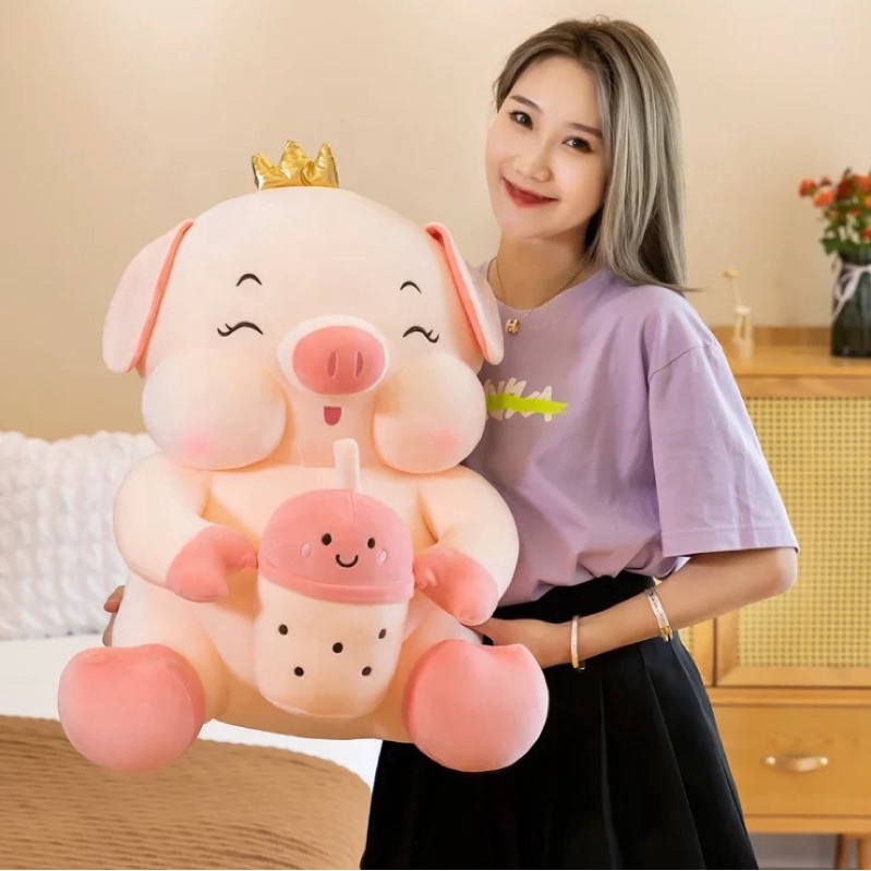 Jual Boneka pig babi boba milk tea import lembut | Shopee Indonesia