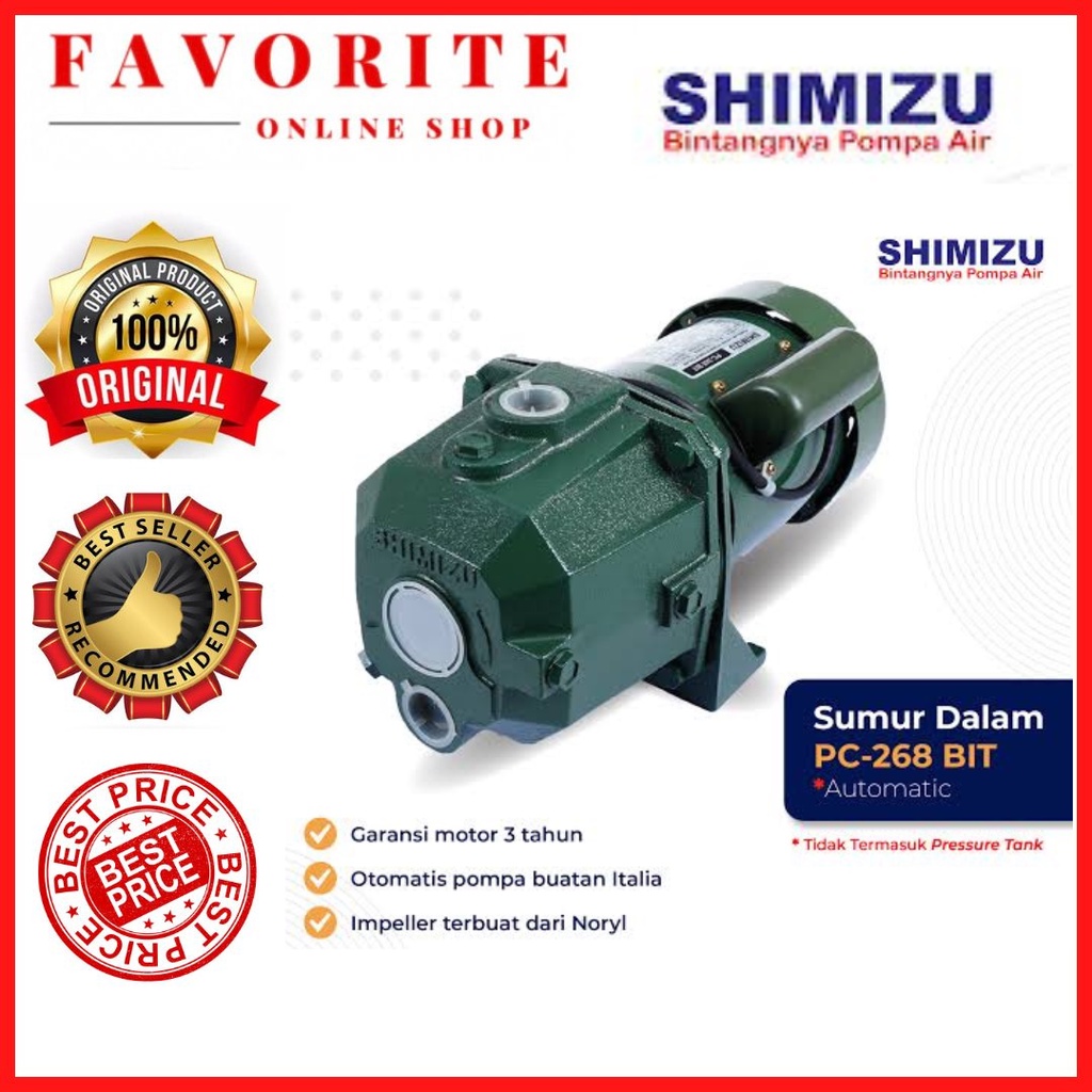 Jual POMPA AIR SHIMIZU PC 268 BIT ORIGINAL POMPA SHIMIZU PC-268 PC268 ...