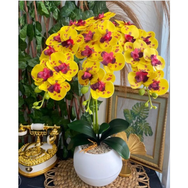 Jual Bunga Anggrek Latex Rangkai Set Vas Bola | Shopee Indonesia