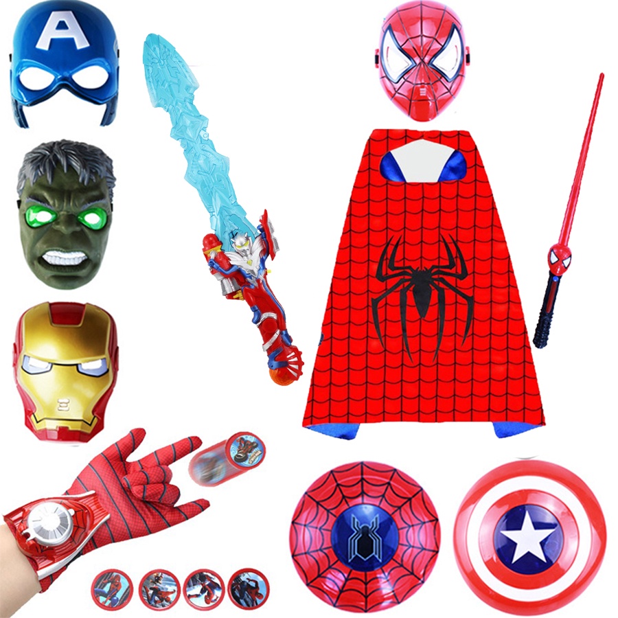 Jual Spiderman Accessories: cosplay Toys mask, Shield, telescopic stick ...