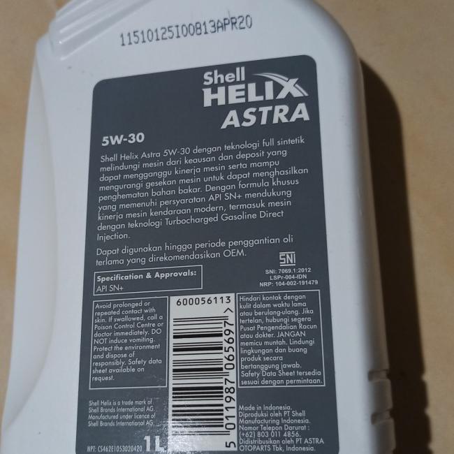 Jual OLI Shell Helix Astra 5W-30 API SN + | Shopee Indonesia