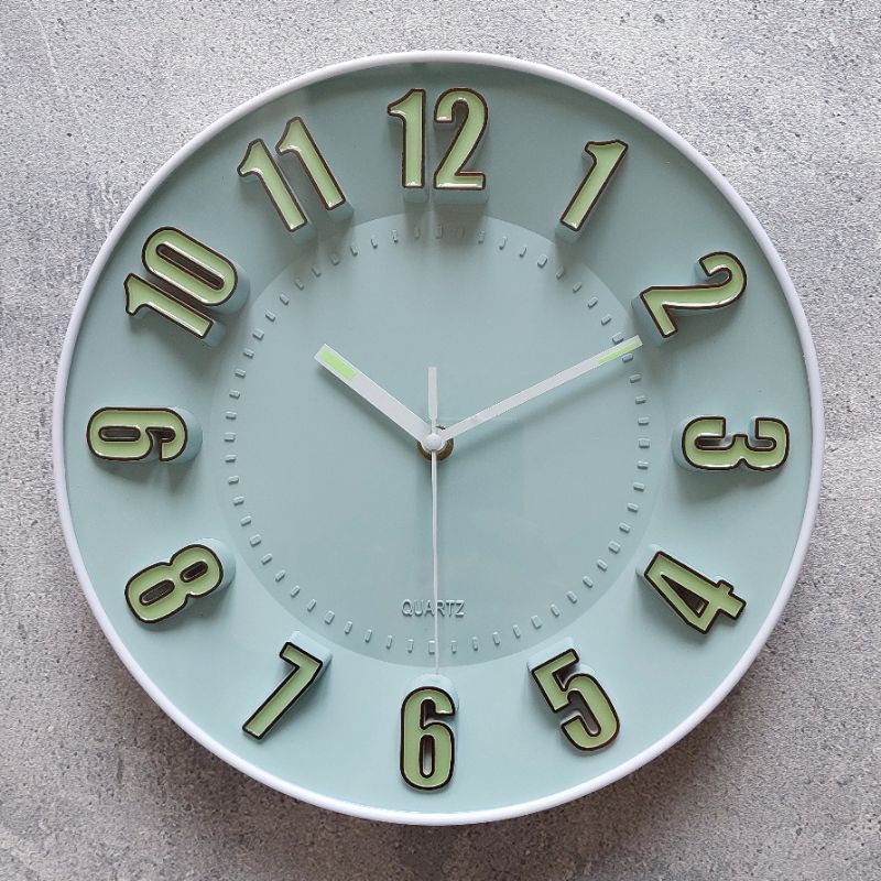 Jual Jam Dinding Minimalis Angka Timbul Glow In the Dark 3D Sky Blue ...