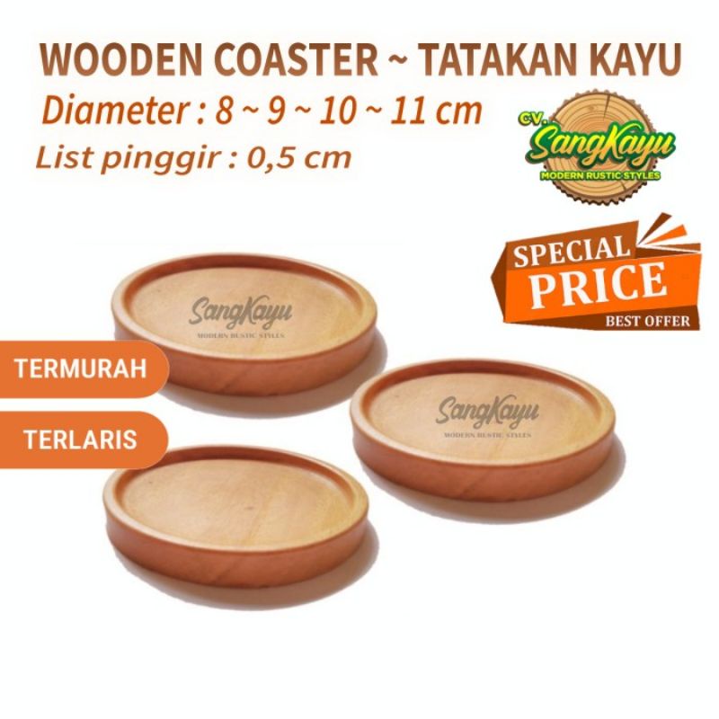 Jual Wooden Coaster 10x1 DD-9 cm Tatakan gelas cangkir mug kopi kayu ...