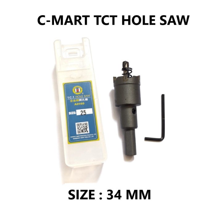 Jual CMART HOLE SAW HOLESAW 34 MM TCT PELUBANG PEMBOLONG BESI HOLESAW ...