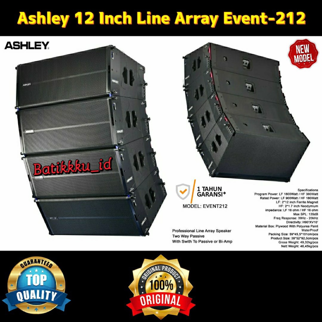 Jual Speaker Line Array ASHLEY EVENT 212 EVENT212 ORIGINAL 12 INCH ...