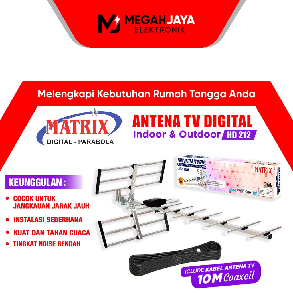 Jual [COD READY] MATRIX ANTENA TV DIGITAL + BOOSTER HD212 / HD 212 / HD-212 (FREE KABEL) GARANSI ...