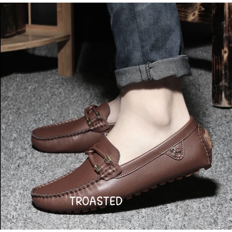 Jual sepatu moccasin Ferrari pria sepatu formal sepatu slip on kulit ...