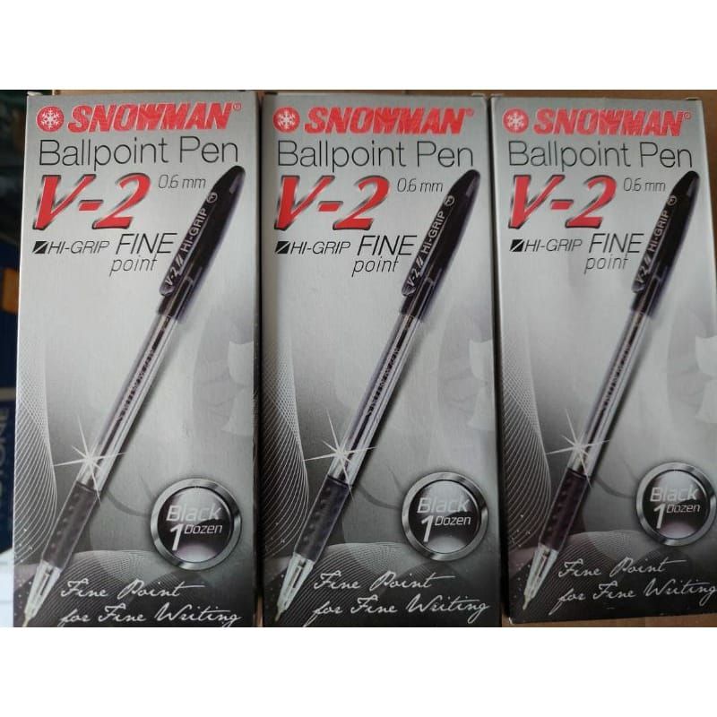 Jual [BOX ISI 12] PULPEN SNOWMAN V-2 0.7MM HI GRIP FINE POINT ...