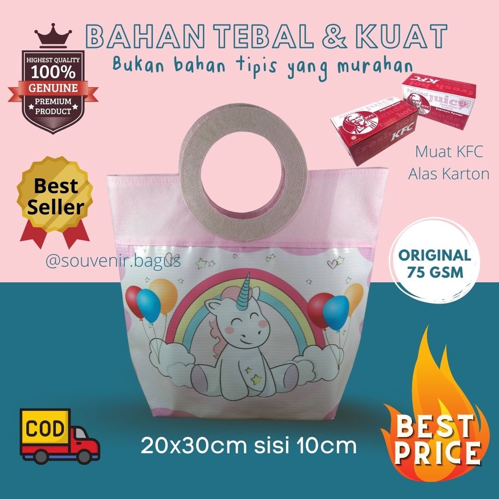 Jual Tas Souvenir Ultah Unicorn Unik Pegangan Bulat Tas Ulang tahun ...