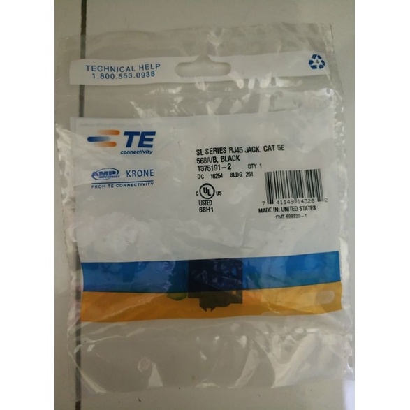 Jual ETE Connectivity / AMP SL Series RJ45 JACK CAT 5E 568A/B - BLACK ...