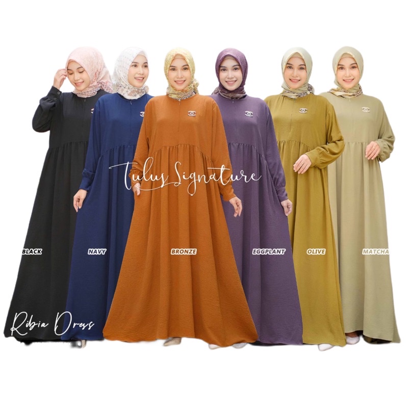 Jual Ribia Dress Jumbo LD 120 | Gamis Muslim Crinckle Polos Jumbo ...