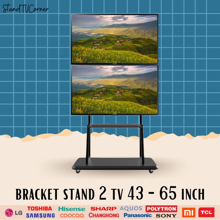 Jual BRACKET STAND TV 2 Layar 43 49 50 55 60 65 inch ATAS BAWAH ...
