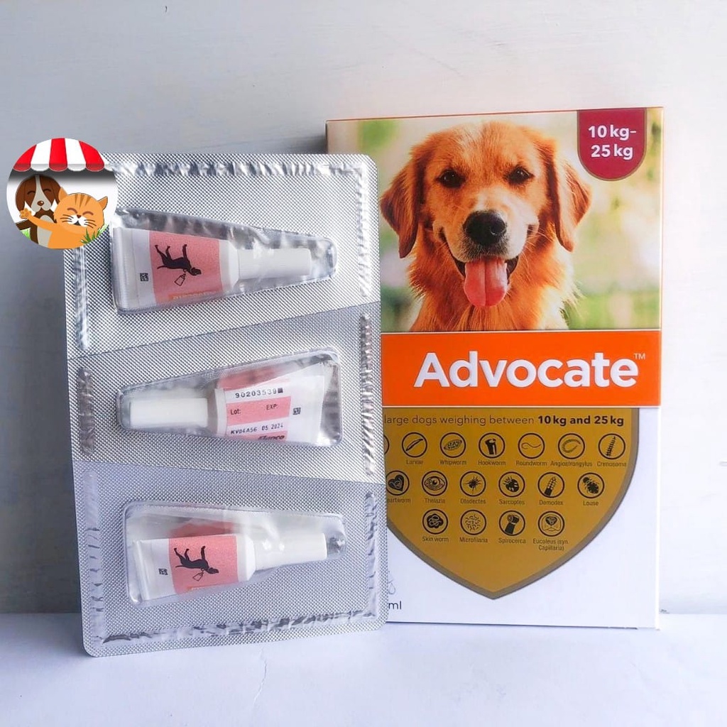 Jual Advocate Dog 10kg-25kg 2.5ml/tube Dog Size L (per tube) - Obat ...