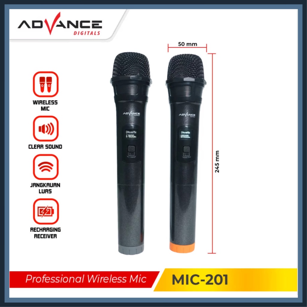 Jual Advance Mic-201 Microphone Wireless Double Karaoke Tanpa Kabel Murah | Shopee Indonesia