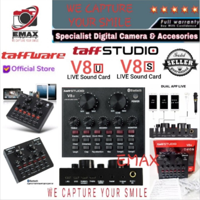Jual taffSTUDIO V8u Sound Card Bluetooth Mic Audio taff STUDIO Soundcard V8 | Shopee Indonesia