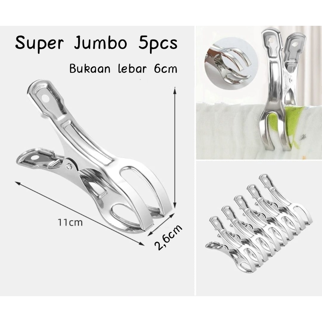 Jual Jepitan Jemuran Stainless Steel Baju Sprei Handuk Bedcover Jepitan ...