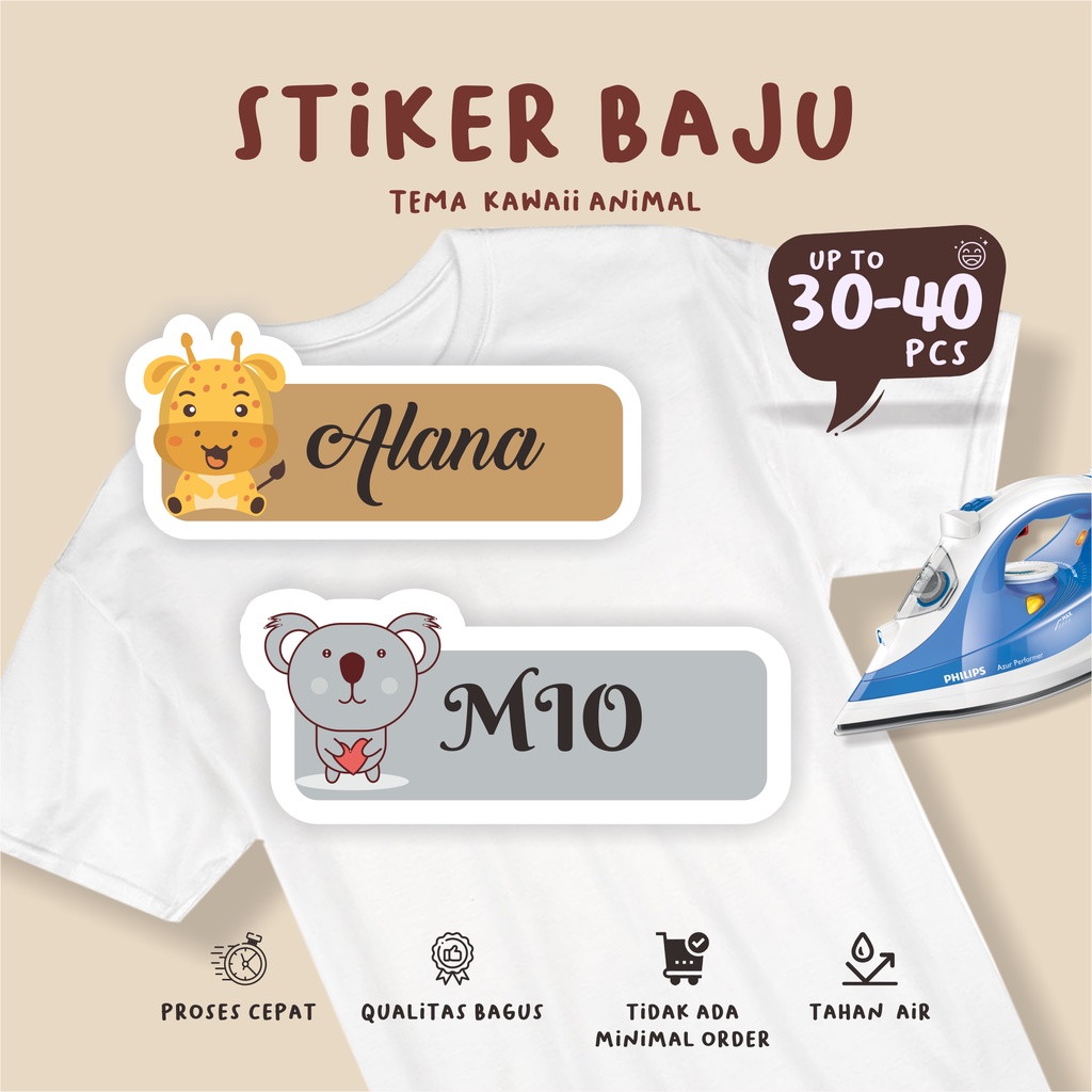 Jual (30-40pcs)Murahh Stiker Kain/sablon setrika/ Label Baju Nama Anak ...
