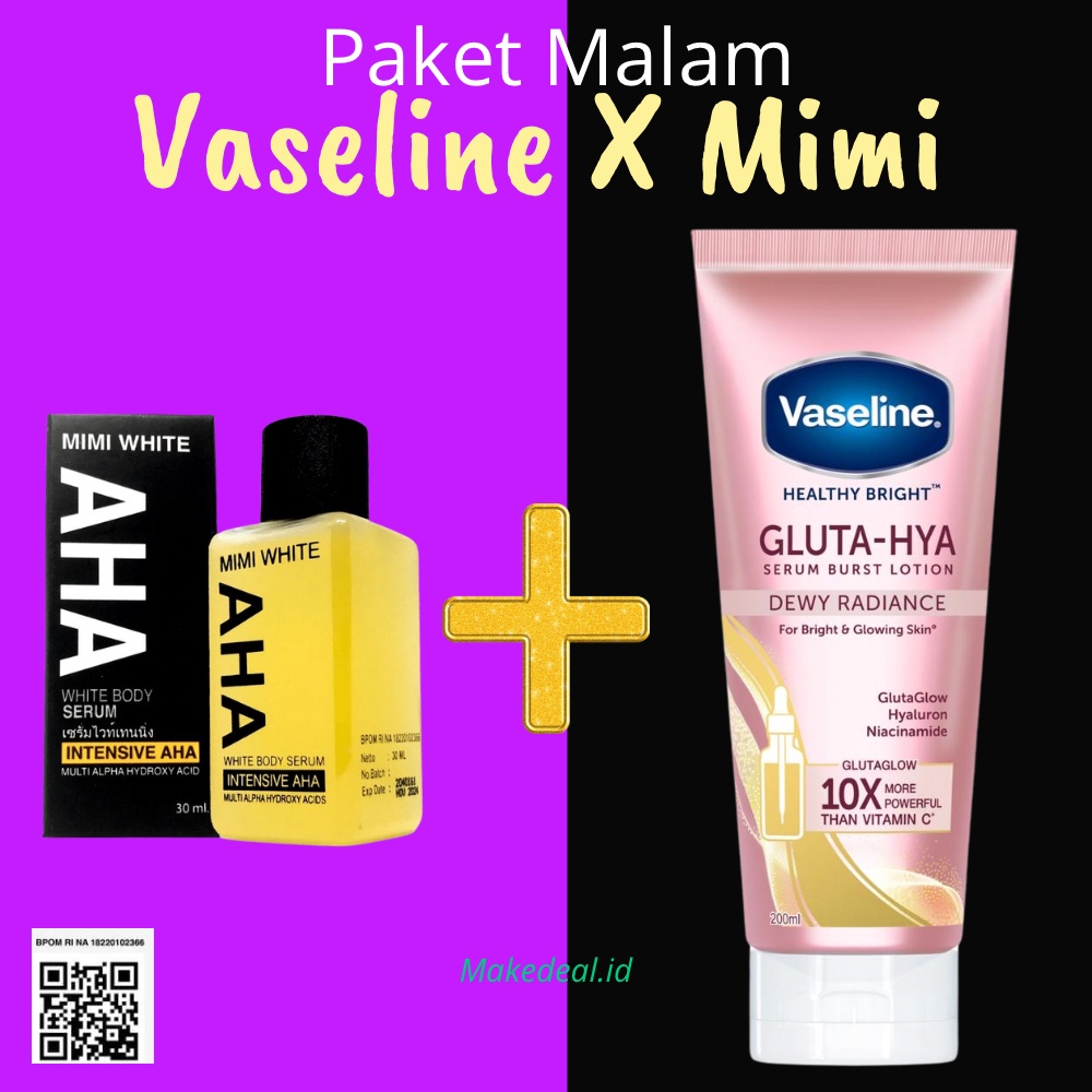 Jual Paket Malam Vaseline X Mimiwhite Body Lotion Gluta Hya Dewy ...