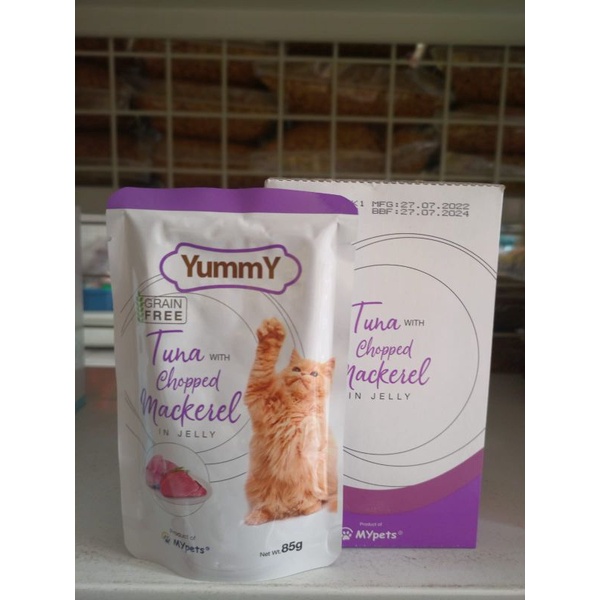 Jual 12Pcs Yummy Cat Sachet Tuna With Chopped Mackerel 85G / Makanan ...