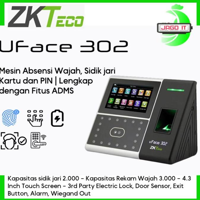 Jual Mesin Absensi Fingerprint Biometric ZKTeco UFace 302 Deteksi Wajah | Shopee Indonesia