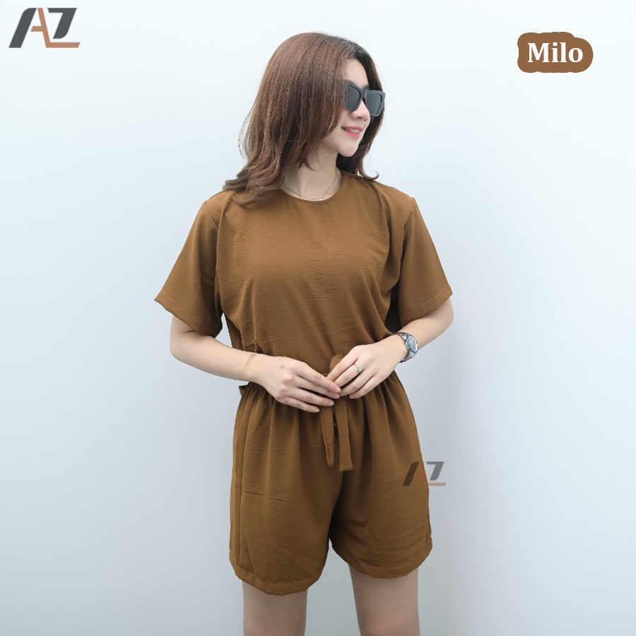 Jual Setelan Baju Celana Pendek Wanita Crinkle Airflow Premium / Setcel One Set Oversize Wanita ...