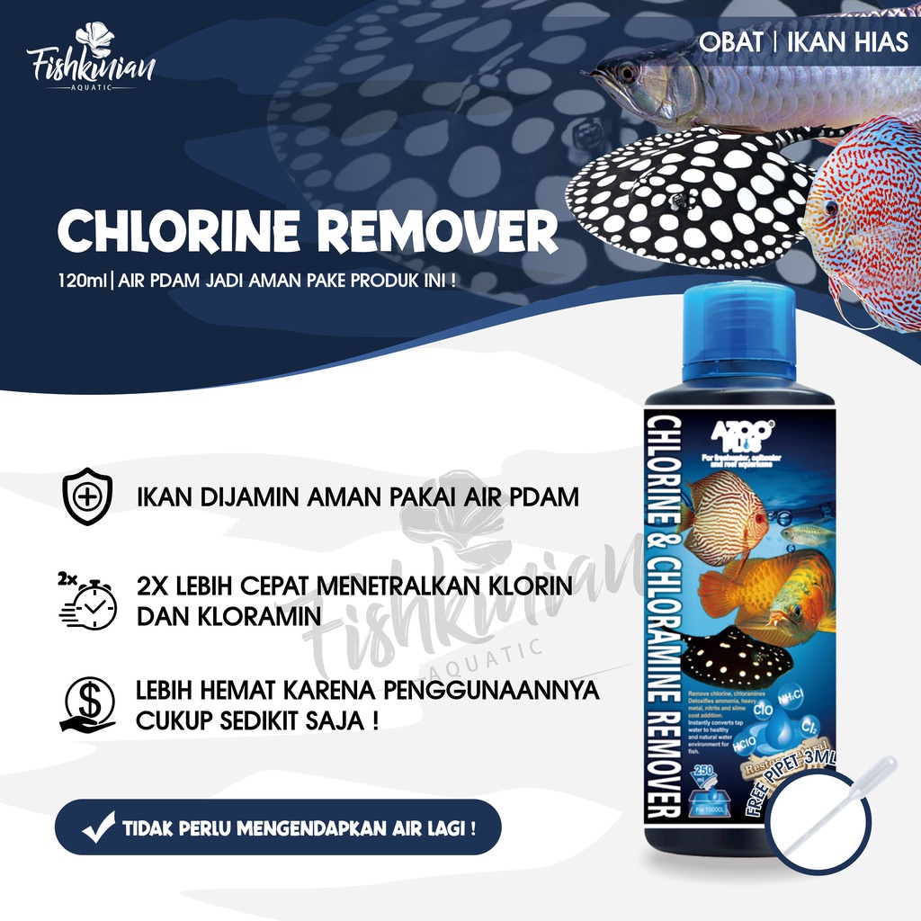 Jual AZOO PLUS CHLORINE DAN CHLORAMINE REMOVER 120 ml - ANTI KLORIN | Shopee Indonesia