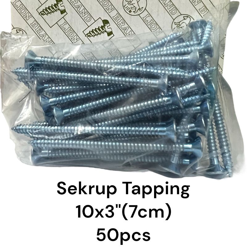 Jual 50biji/F+AB 10 x 3"(panjang 7 cm)sekrup tapping lion brand SKRUP ...