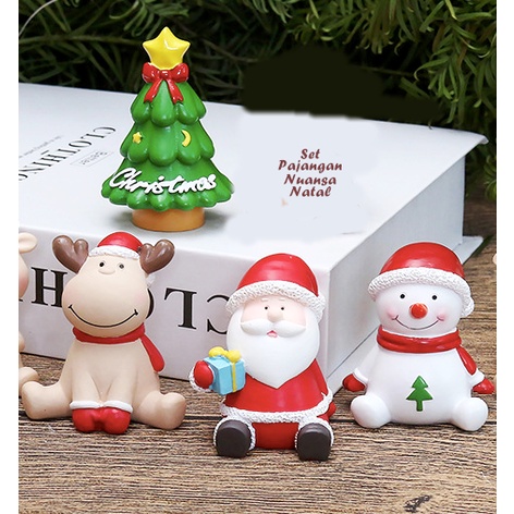 Jual Isi 4 MOTIF Set Pajangan Nuansa Natal BONEKA RESIN Hiasan Natal ...