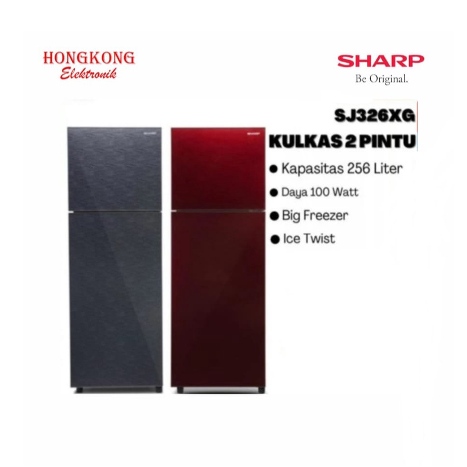 Jual SHARP | SJ-326XG-MS/MR/CP Lemari Es 2 pintu Shine Glass Door Series | Shopee Indonesia