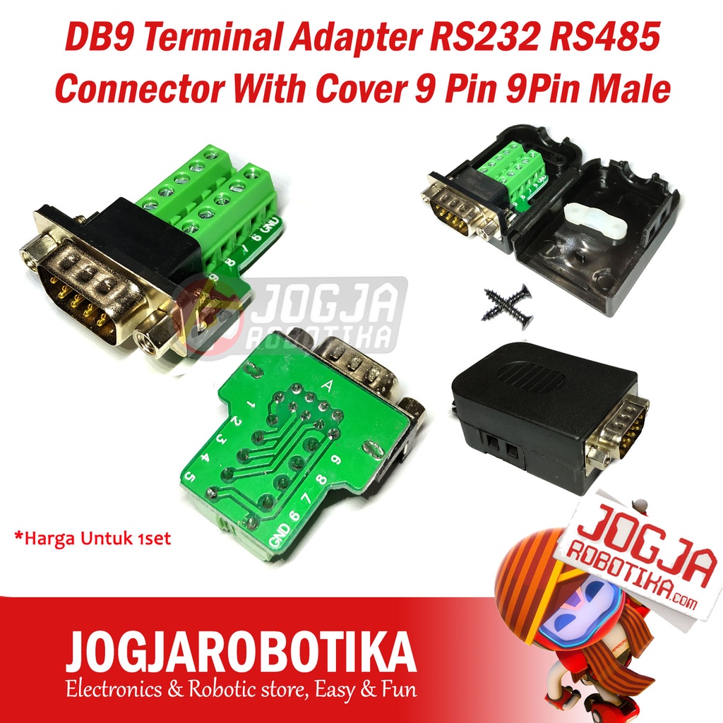 Jual DB9 Terminal Adapter RS232 RS485 Connector With Cover 9 Pin 9Pin ...