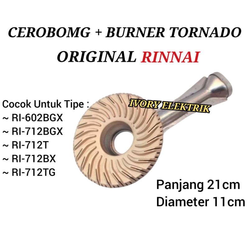 Jual CEROBONG RINNAI + BURNER KUNINGAN TORNADO ORIGINAL KOMPOR GAS ...