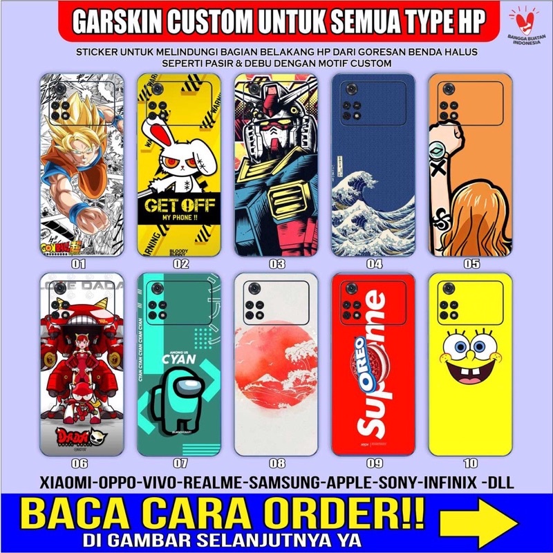 Jual Skin stiker ALL tipe hp bisa custom gambar dan foto bahan bagus ...