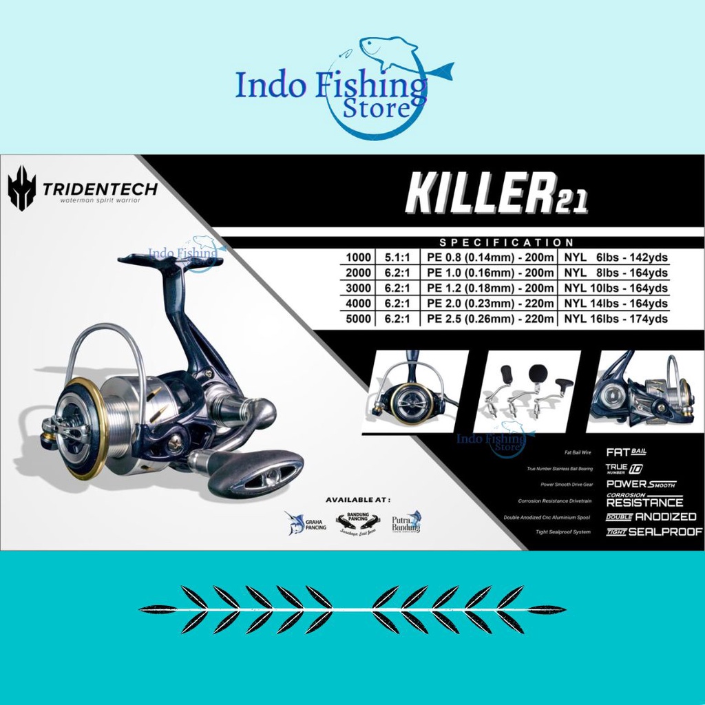 Jual Spinning Reel Tridentech Killer Rell Power Handle Murah Kuat | Shopee Indonesia