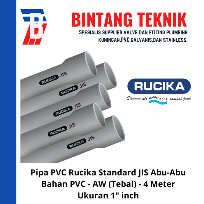 Jual Pipa Pvc Pipa Pvc Rucika Abu-Abu (Jis) 1" Inch Ketebalan Aw (Tebal ...