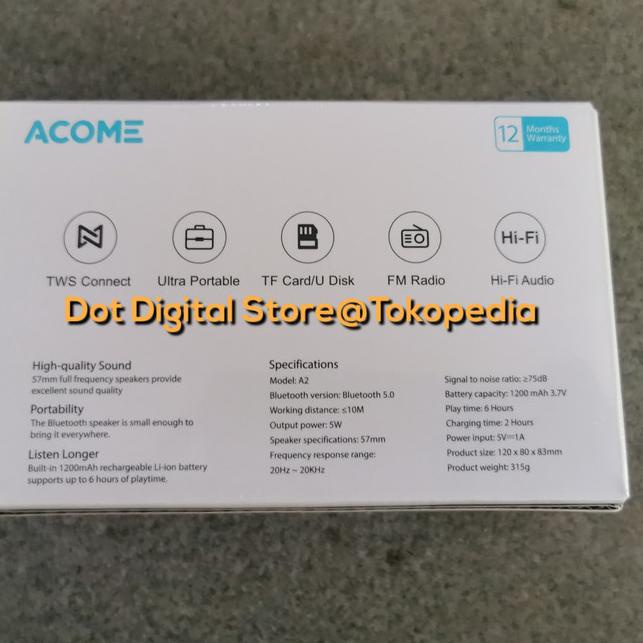 Jual acome speaker a2 tws 8w super bass bluetooth hifi rgb led resmi ...