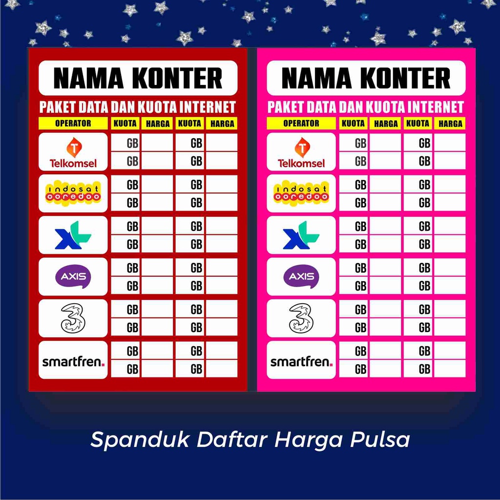 Jual Spanduk / Banner Daftar Harga Kuota Paket Data | Shopee Indonesia