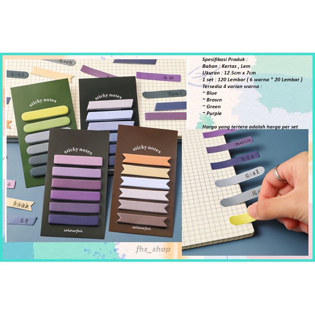 Jual 120 Lembar Stiker Label Index Morandi Sticky Note Label Memo ...