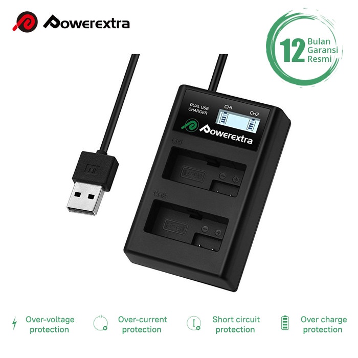 Jual Powerextra Smart Dual USB Charger LCD Display for Canon LP-E8 LC ...