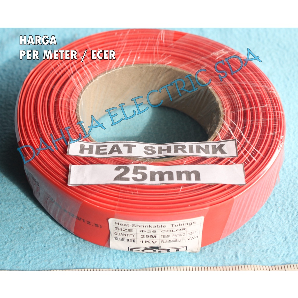 Jual ISOLASI BAKAR ( HEAT SHRINK ) 25MM MERAH ECERAN (HARGA PER METER ...