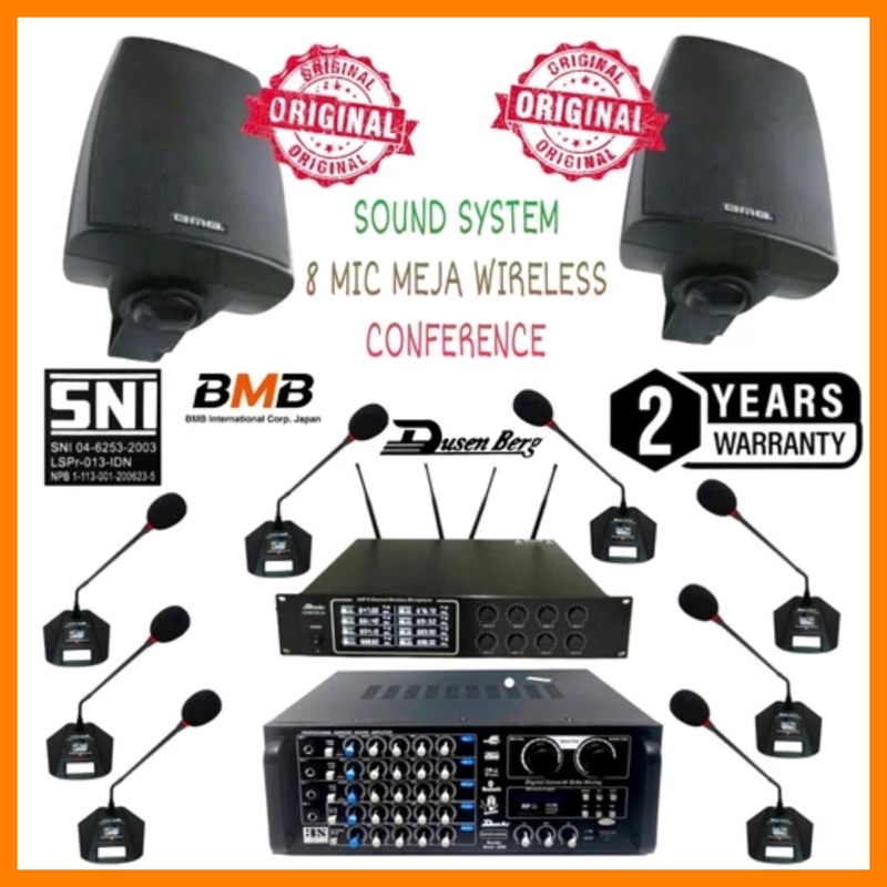 Jual Paket Komplit Conference Mic Meja SHURE Wireless 8 Unit Ampli Spk ...