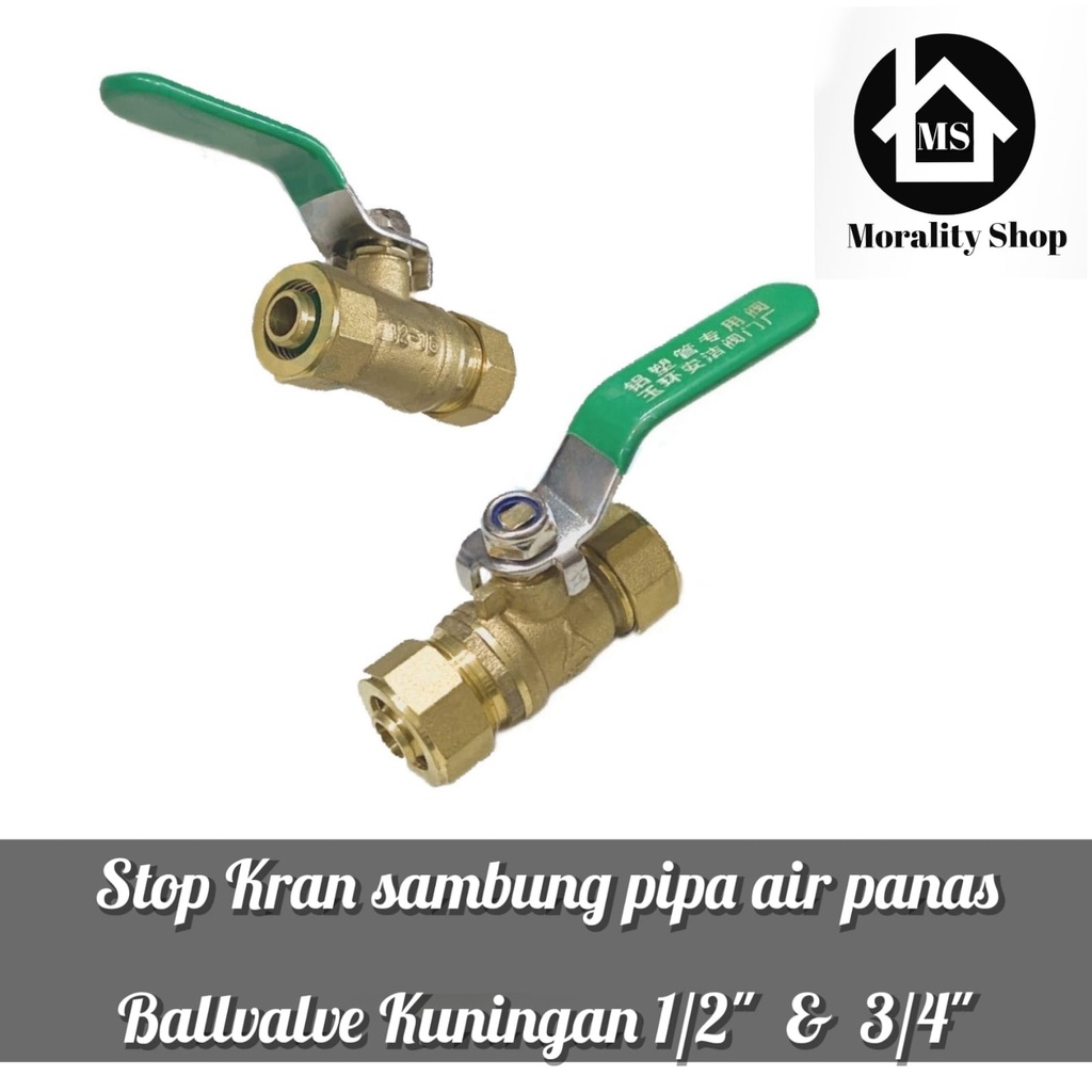 Jual Ballvalve pipa air panas Kuningan 1/2" 3/4" Lj11-Lj12 Stop Kran ...