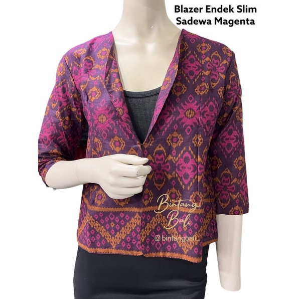 Jual Blazer Wanita Bolero Cewek Endek Bali Katun Sadewa Magenta Pink ...