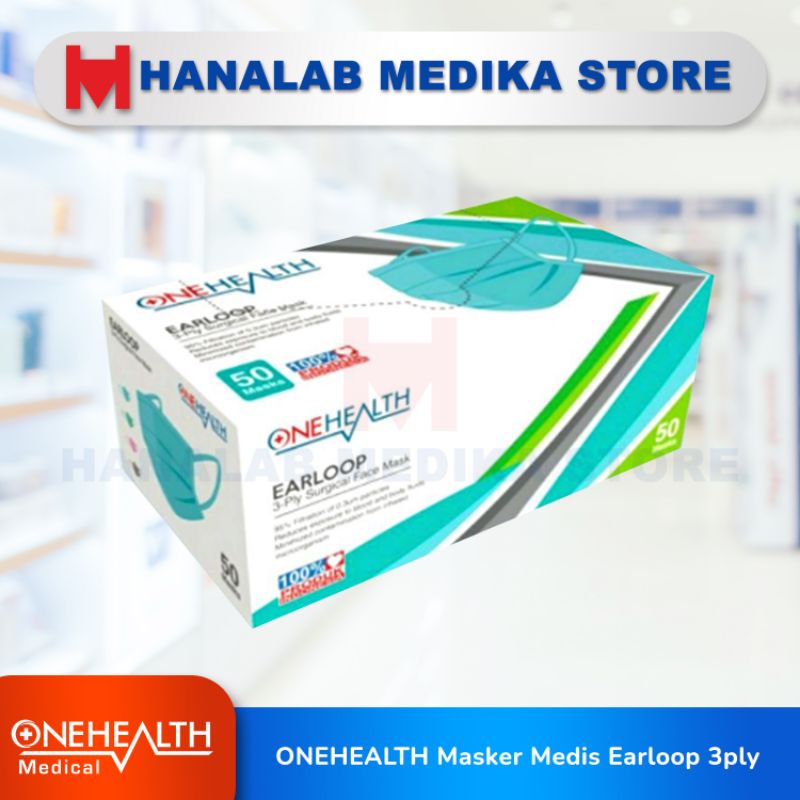 Jual ONEHEALTH Masker Medis Earloop 3ply 50pcs/box | Shopee Indonesia