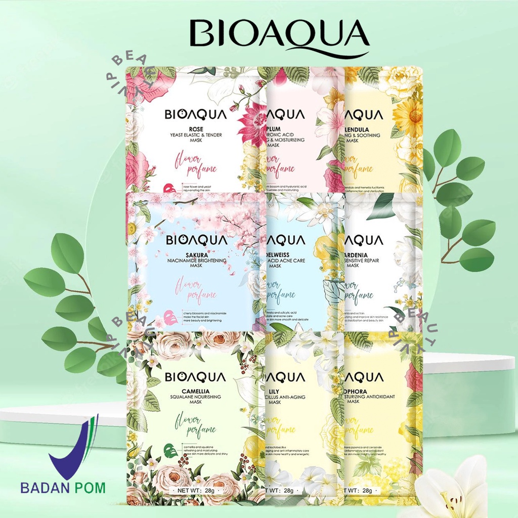 Jual BIOAQUA Sheet Mask Masker Wajah Flowers Series 28g - Bio Aqua ...