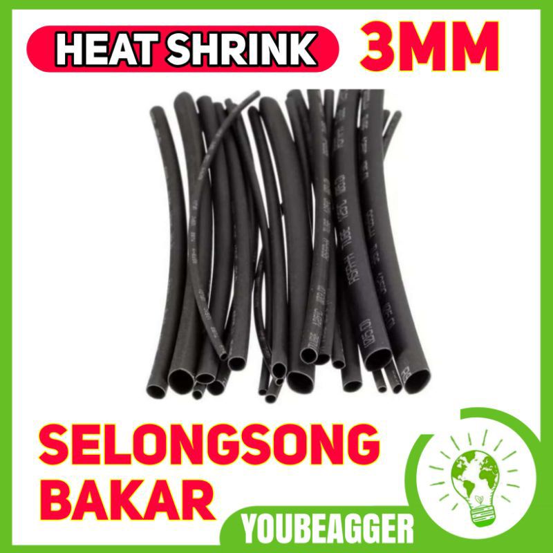 Jual Heatsrink 3mm selongsong bakar untuk isolasi anti panas harga ...