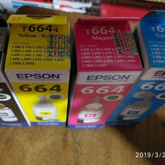 Jual Tinta Epson 664 Original black/cyan/yellow /magenta - Hitam | Shopee Indonesia