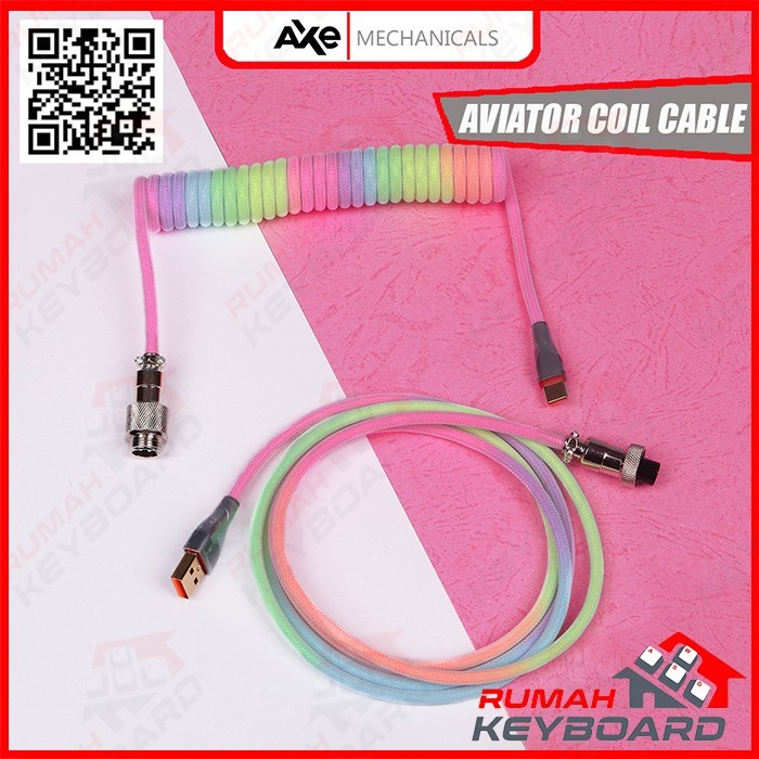 Jual PREMIUM AVIATOR COILED CABLE - MECHANICAL KEYBOARD - RAINBOW ...