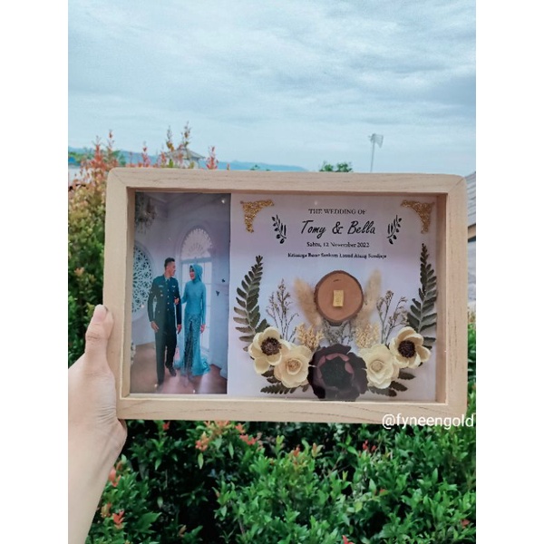 Jual Bingkai Mahar 3D/Wood Frame Rustic/Frame Mahar with Dried Flower ...