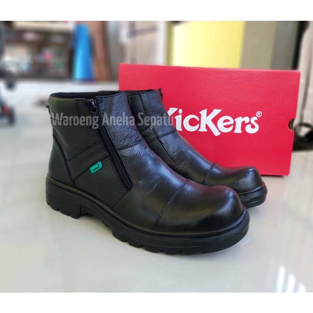 Jual Sepatu Boots Pria Kickers Kin Safety Zippers Kulit Resleting Ujung ...