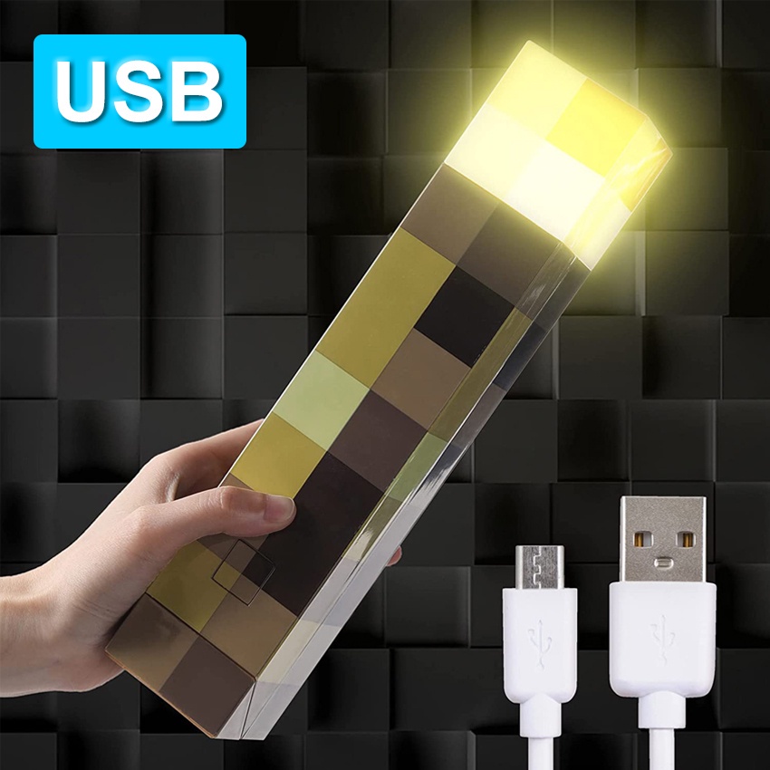 Jual USB Rechargeable Minecraft 28CM Obor Light Up Torch High ...